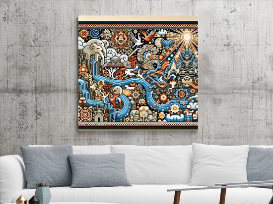 Pixel art relief schilderij | Pixelated dimension: an intricate mosaic of digital... | bol