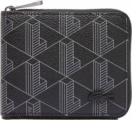LACOSTE Portemonnee The Blend Compact Zip Wallet Monogram Noir Gris ...
