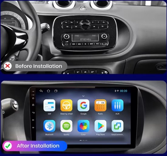 Smart Fortwo | 2014 - 2020 | 2GB & 32GB | Carplay & Android auto | Autoradio met... | bol