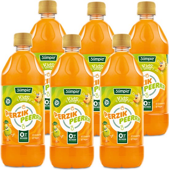 6x Slimpie Siroop Kids Perzik Peerrr 580 ml | bol