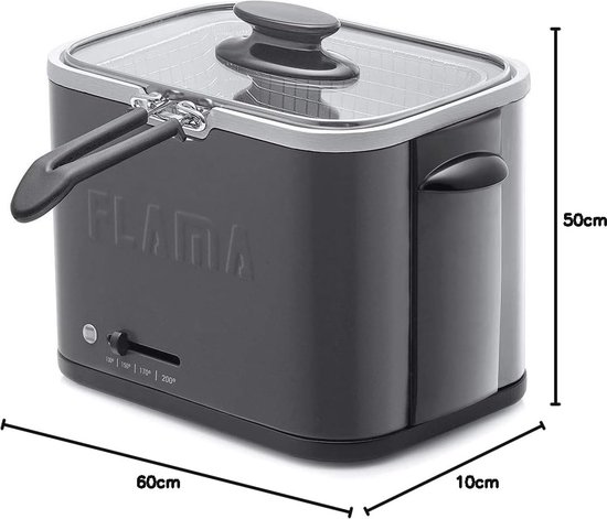 Compacte elektrische mini friteuse met instelbare temperatuur en 1 ...