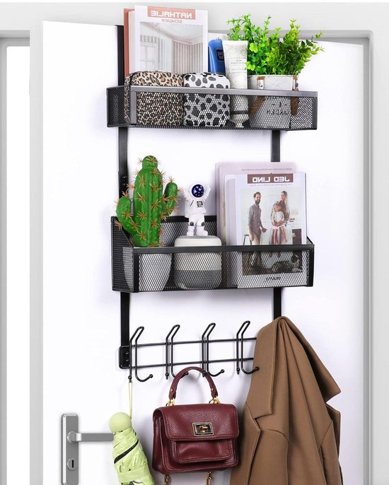 Opbergrek voor deur - Ruimtebesparend - Zilver metaal - 30 x 10 x 10 cm ...