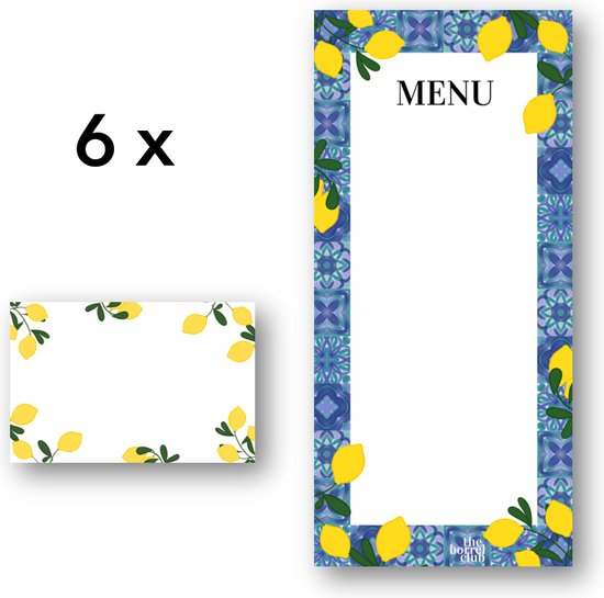 Set van 6 menukaarten en naamkaartjes voor tafelschikking om zelf te ...