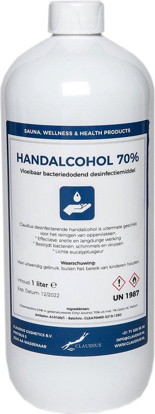 Handalcohol spray 70% - 1 liter met dop | bol