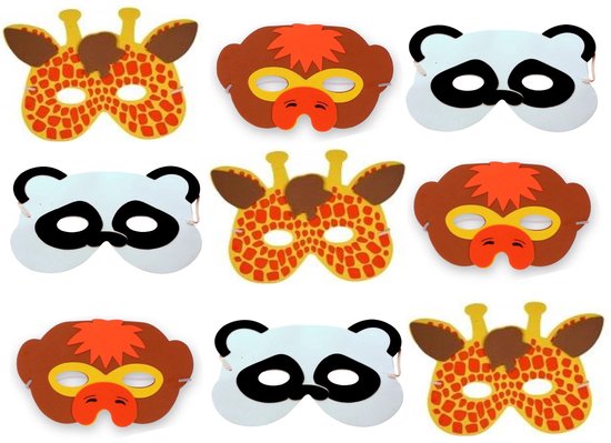 Foammasker | Wilde Dieren Masker Aap | Panda | Giraffe | Lightfight | 9 ...