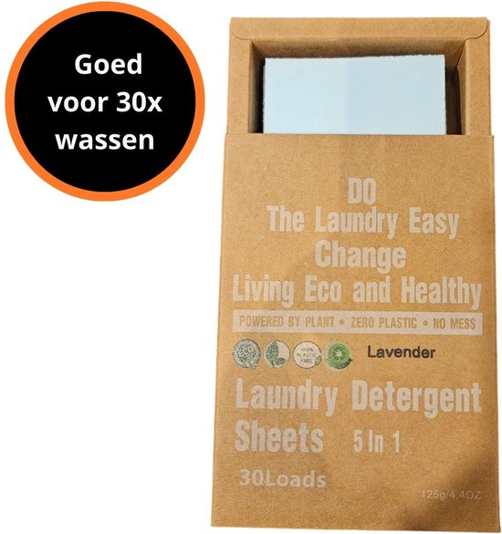 Natuurlijke wasmiddeldoekjes - Lavendel wasstrips 30 wasbeurten incl ...