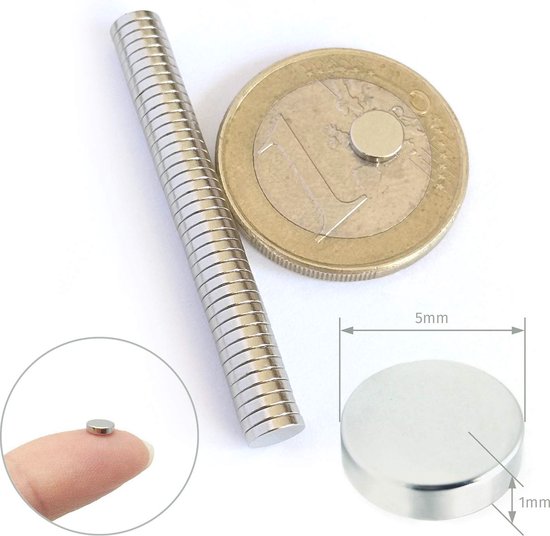 Neodym Ronde Magneten 5x1mm | 50 Stuks Super Sterke Magneten voor ...