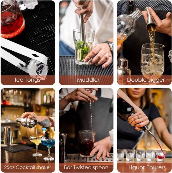 Cocktail Shakers Set 12 Stuk Cocktail Making Set met Display Stand voor ...