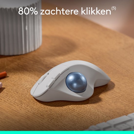 Logitech Ergo M575S - Draadloze ergonomische muis - Bluetooth - Pale ...