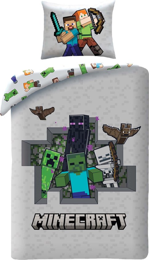 Minecraft Mobs Dekbedovertrek - 140 x 200 cm - 70 x 90 cm - Polyester | bol