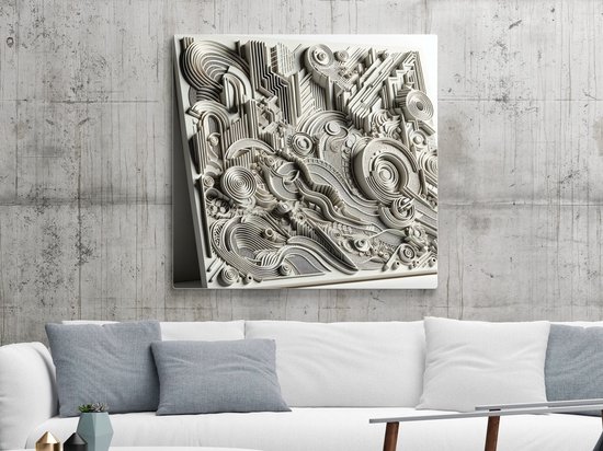 Modern relief schilderij | Abstracte Dimensies: Een Verweven Dans van ...