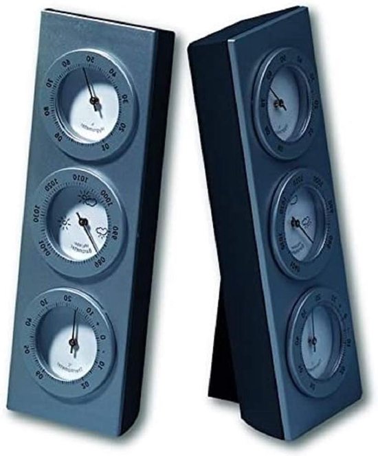 Mini-weerstation kunststof zilver-metallic antraciet - weerstation met ...