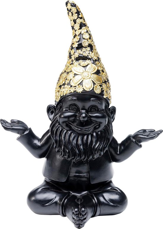 Tuinkabouter decoratieve figuur dwerg meditatie zwart goud dressoir ...
