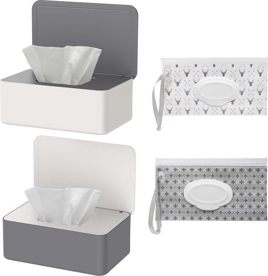 Set van 2 dozen voor vochtige doekjes en 2 tassen voor vochtige doekjes ...