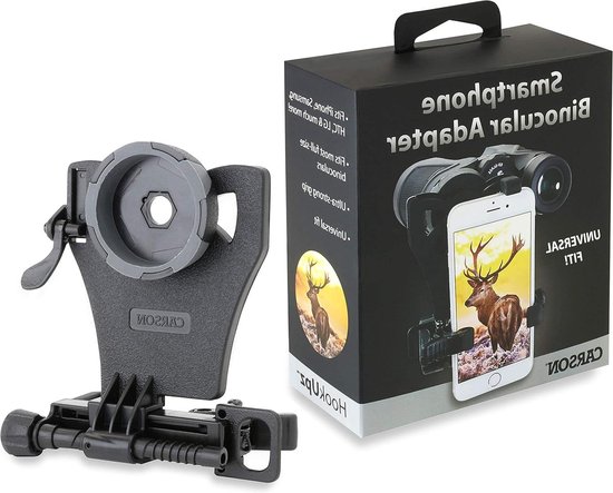 Universele smartphone-adapter voor full-size verrekijker - opname van ...