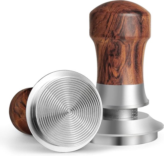 58 mm koffiestamper - massief houten handvat - roestvrij staal 304 ...