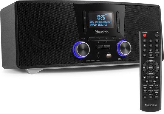 DAB radio met CD speler, Bluetooth, USB mp3 speler en radio - Stereo - Zwart - Audizio... | bol