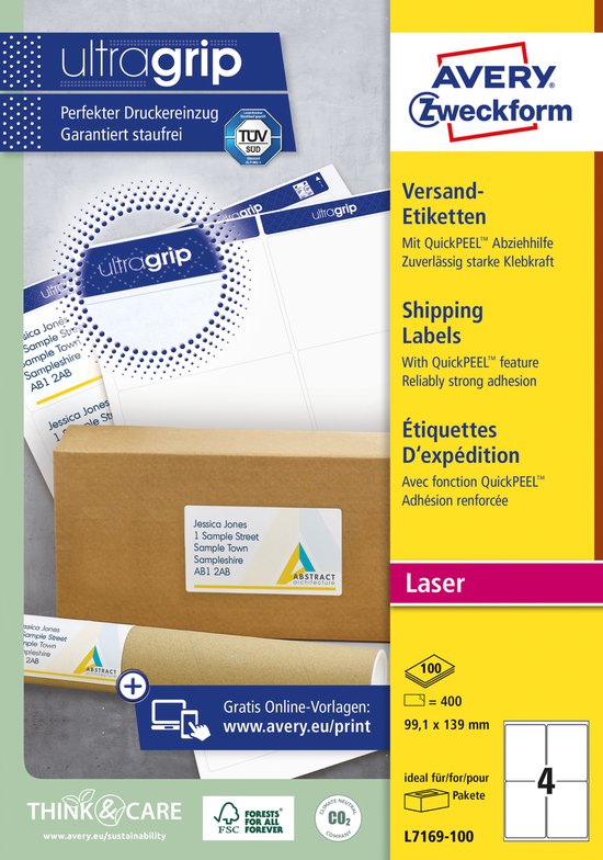 Huismerk Avery L7169-100 Laserprinter Etiket 99,1x139mm | bol