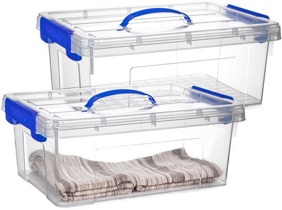 Plasticforte Opslagbox - 2x - met deksel - transparant blauw - 12.5 ...