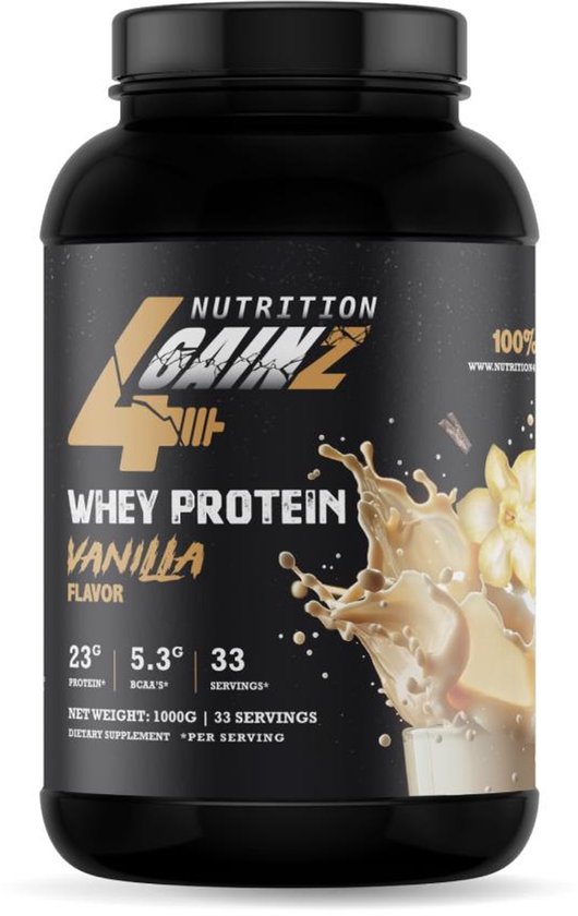 Nutrition4Gainz Whey Proteine Poeder - Whey Eiwitpoeder voor Eiwitshakes - 1000 gram -... | bol