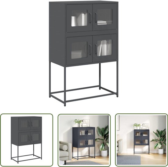 vidaXL Hoge Kast - Staal - Antraciet - 68x39x107 cm Hoge Kast ...