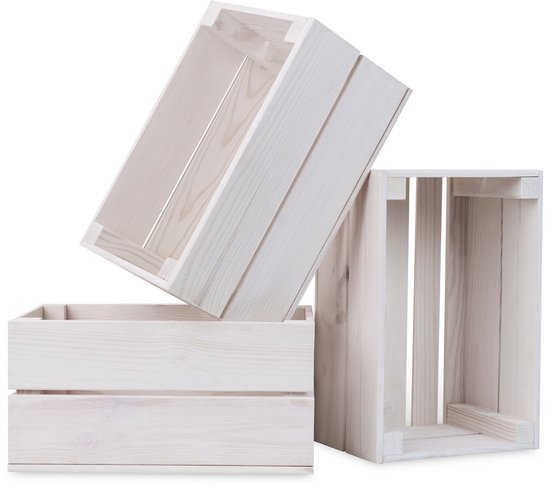 Houten kist wit PINEEA vintage 30x20x15cm - houten kist voor interieur, terras en... | bol
