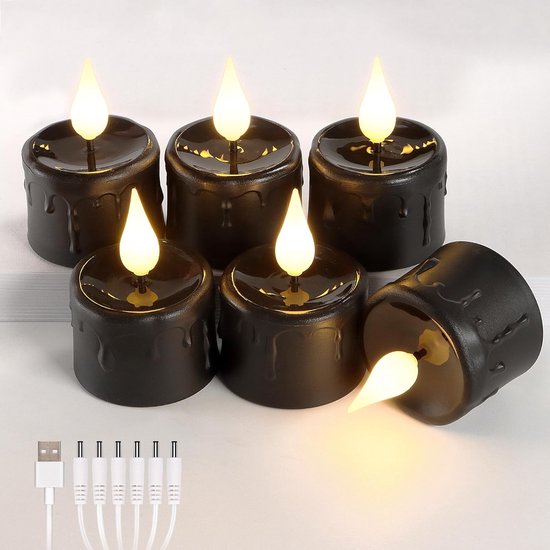 Oplaadbare LED Waxinelichtjes – Set van 6 Theelichtjes met ...