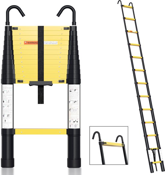 Telescopische Ladder - Telescoopladder - 3,8 m langzame afdaling + haak ...