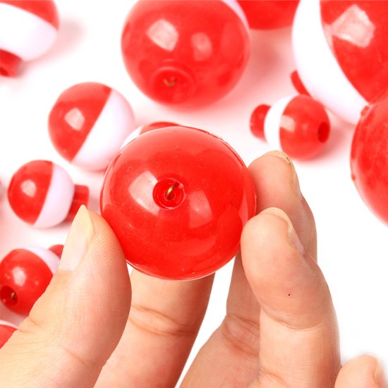 50 stuks visdobbers 0,75 inch klik-op dobber rood en wit dobbers ...