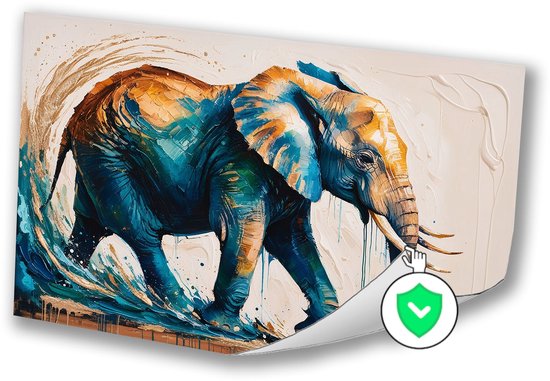 Kleurrijke olifant in beweging - Olifant posters - Muurdecoratie dieren ...