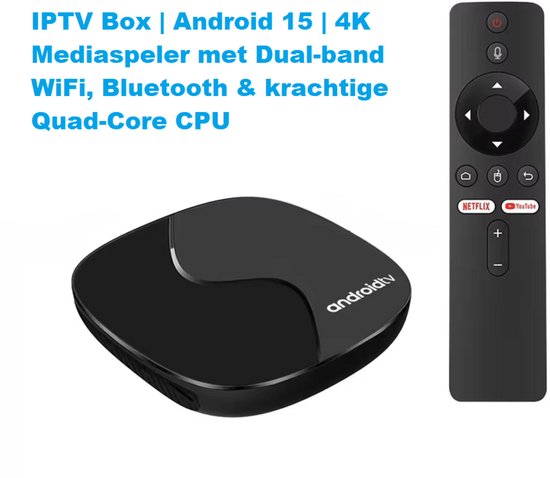 Streaming IPTV Box – Nieuwste Android 15 | 4K Mediaspeler met Dual-band WiFi,... | bol