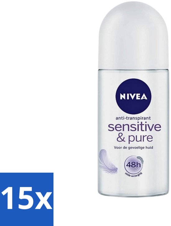 Nivea - Deodorant - Roller - Pure & Sensitive - 50 ml - Bulkverpakking - 15 stuks | bol