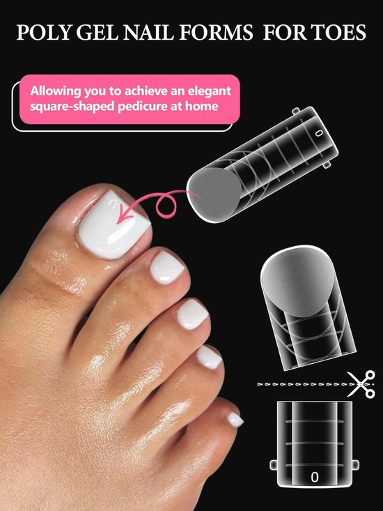 Poly Gel Nagelvormen voor Tenen - Lange Vierkante Vormen voor Pedi ...
