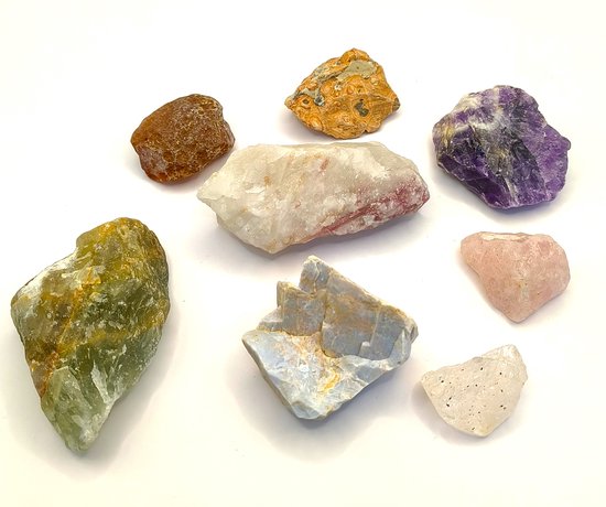 Ruwe Mineralen mix - 575 gram - o.a. Gouden Mica, Amethist, Roze ...