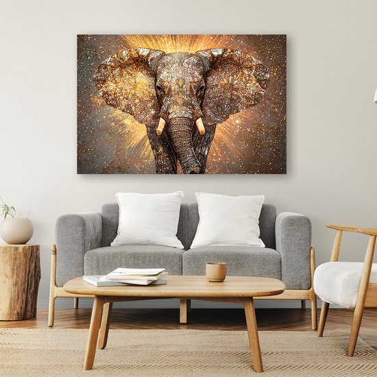 Gouden mozaïek olifant kunst - Olifant posters - Wanddecoratie dieren ...