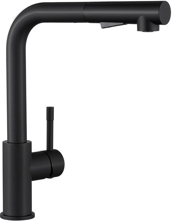 Ibenzoa® Professionele Zwarte Keukenkraan met Uittrekbare Armatuur en 360° Draaibare... | bol