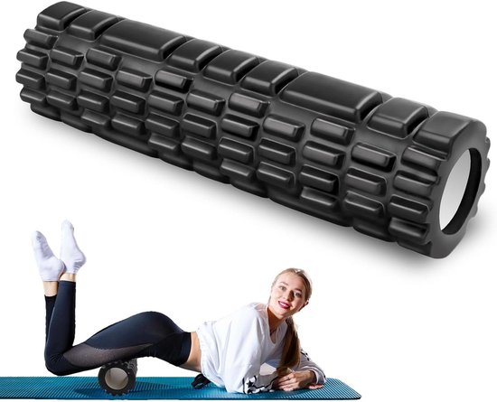Foam Roller - Massageapparaat voor Trigger Point - 30 × 8 cm (Zwart) - Verlicht... | bol