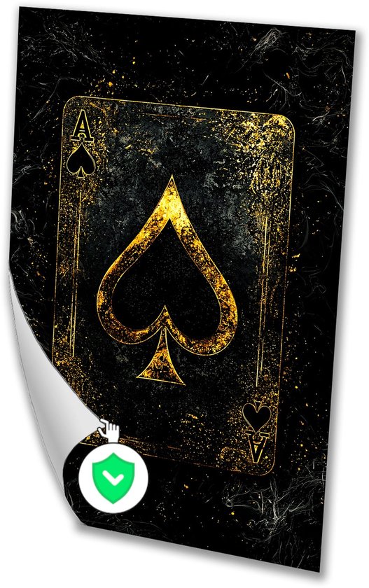 Gouden schoppenkaart op zwart - Kaart posters - Muurdecoratie schoppen ...