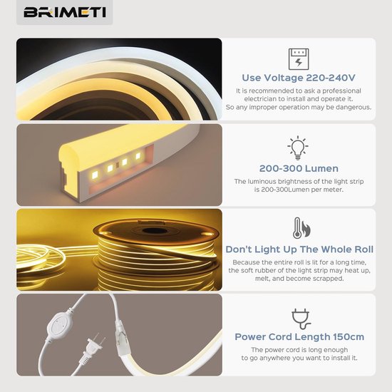 Neon LED Strip 50m Waterdicht 230V Buiten - Flexibele Lichtstrip met ...