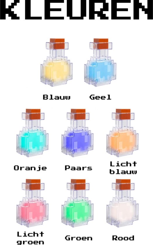 Minecraft Potion Verlichting - 8 Kleuren - Touch Bediening - Minecraft ...