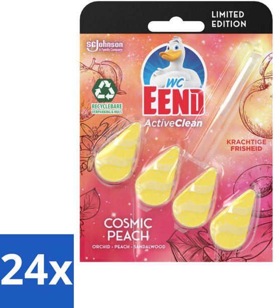 WC Eend - Active Clean Cosmic Peach - Toiletblok - Fruitige Perzikgeur - 38 gr -... | bol