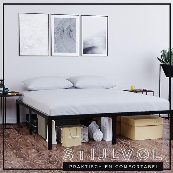 bed frame - opbergruimte onder het bed - Metalen platform bedframe 120 ...