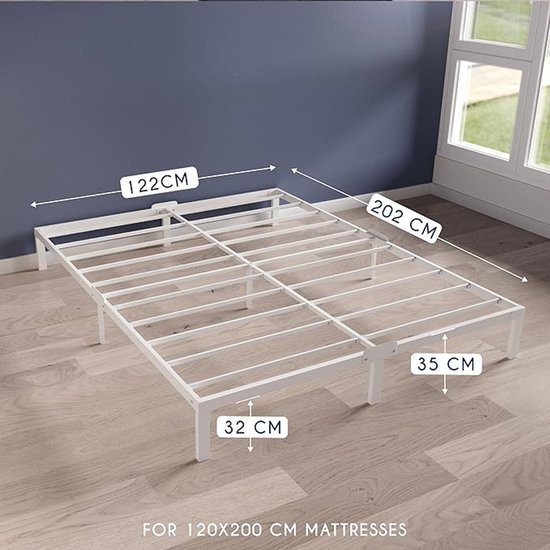 bed frame - opbergruimte onder het bed - Metalen platform bedframe 120 ...