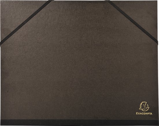 Exacompta 10x Tekenmap Kraft zwart vernist - met elastieken 26x33cm ...