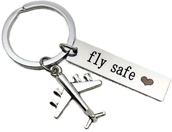 Fly Safe Sleutelhanger – Vliegtuig – 2-Delig – Zilver – Voor Reizigers ...