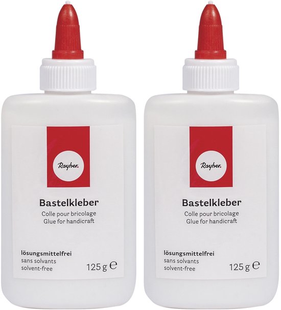 Rayher Hobby knutsel lijm - 2x - flacon van 500 gram - wit - met ...