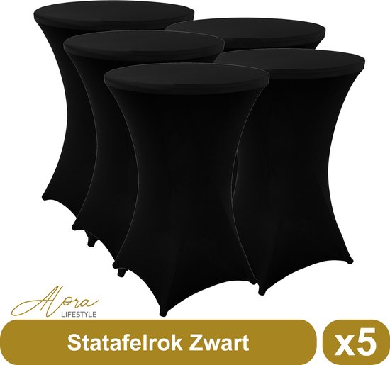 Alora Statafelrok zwart 80 cm - per 5 - partytafel - Alora tafelrok voor statafel -... | bol