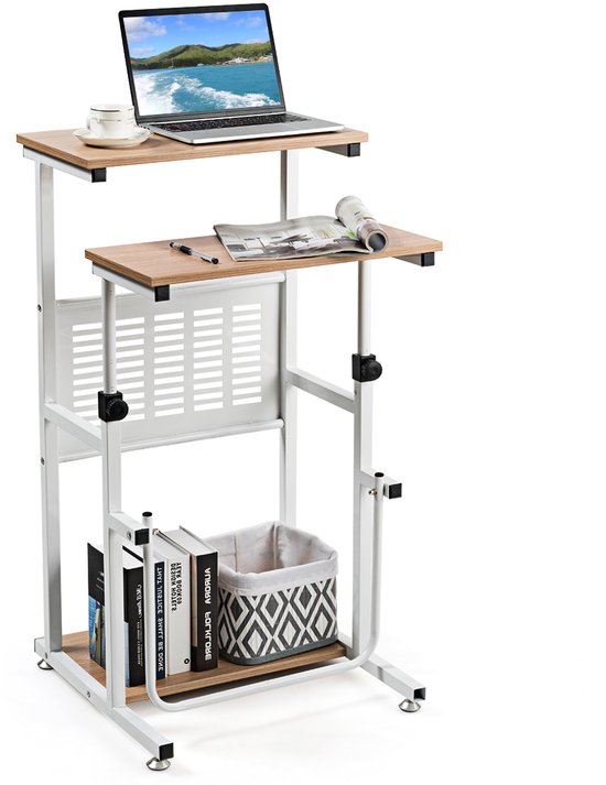 COSTWAY Bureau, computertafel met in hoogte verstelbaar tafelblad, pc ...