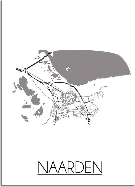 DesignClaud Naarden Map Poster - A3 + Cadre photo noir (29,7x42cm ...
