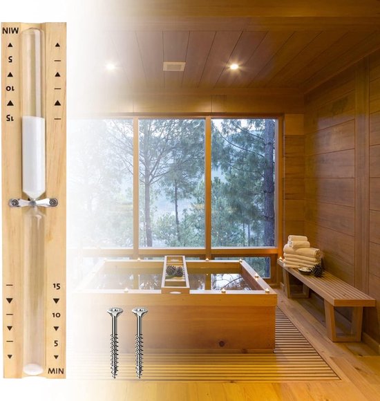 Sablier pour sauna - 15 minutes - résistant à la chaleur - bois | bol